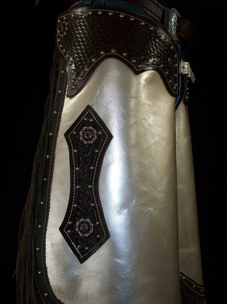 Custom Made Leather Show Chinks/metallic Pearl/r Bar K | Etsy