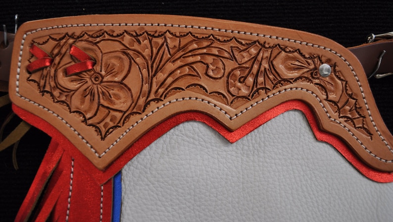 Custom Made Bull Rider Chaps/ New/ Custom Leather/ Patriotic Rodeo ...