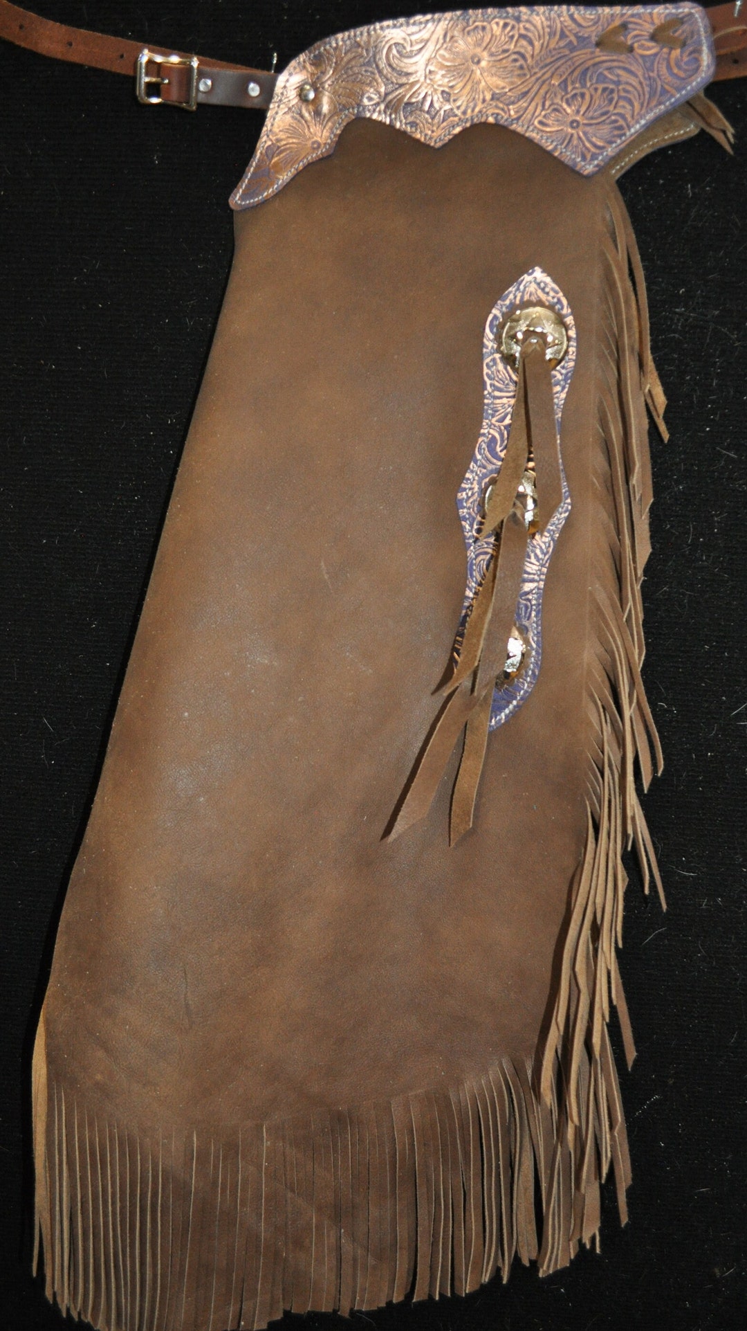 Custom Made Leather Chinks/new Chaps/distressed/ Purple/r Bar K - Etsy