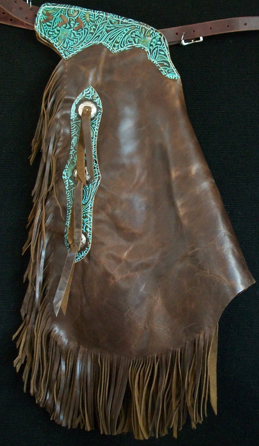 Custom Made Leather Chinks/new Chaps/distressed/ Turquoise/r Bar K - Etsy