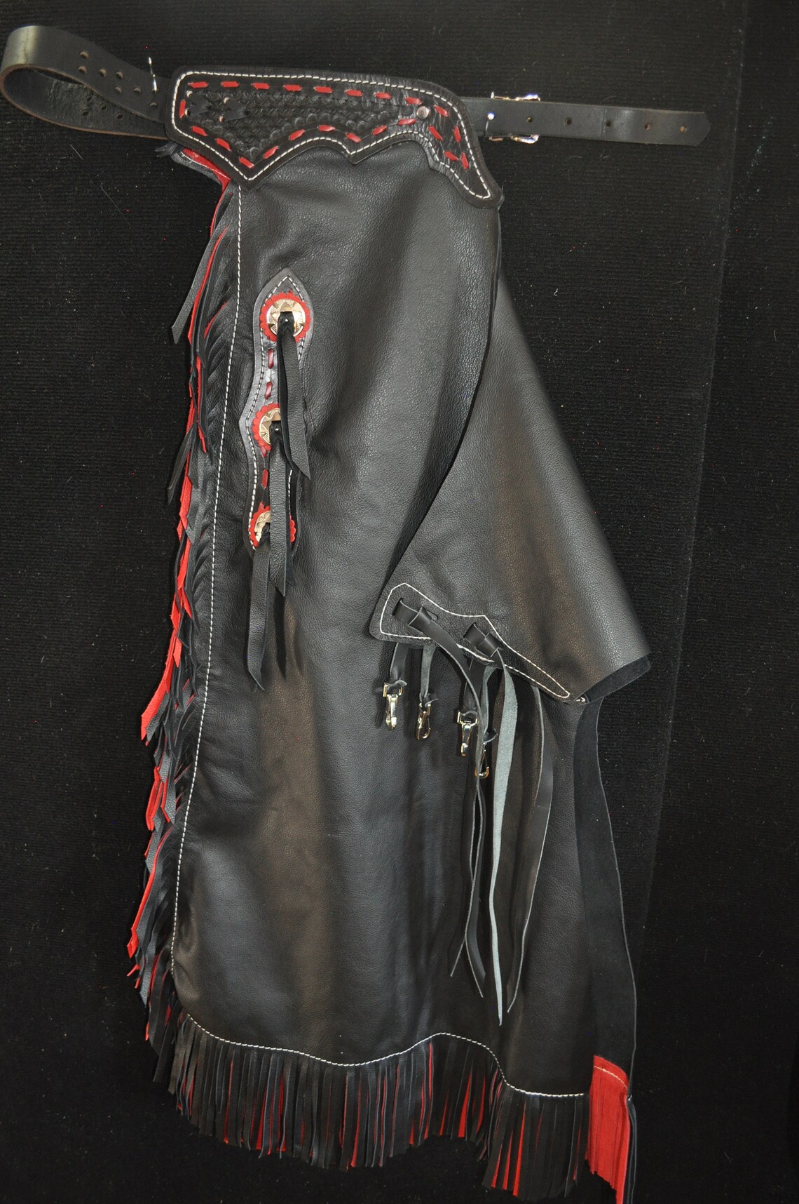 Custom Made Leather Chaps/ New/ Black/ Red/r Bar K - Etsy