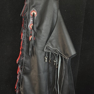 Custom Made Leather Chaps/ New/ Black/ Red/r Bar K - Etsy