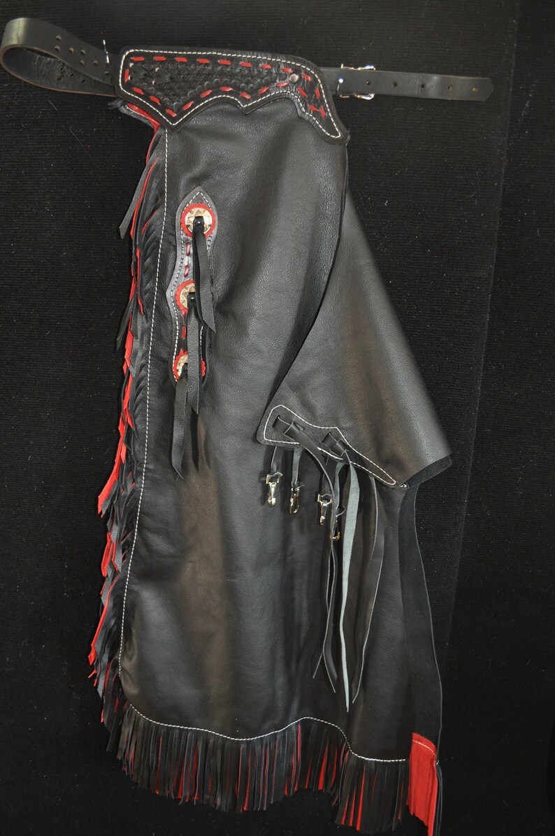 Custom Made Leather Chaps/ New/ Black/ Red/r Bar K - Etsy