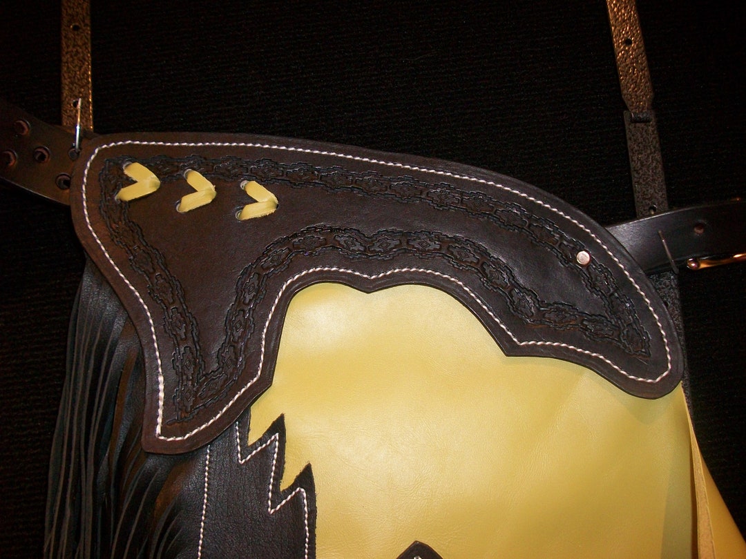 Custom Made Bronc Riders Chaps/ New/ Custom Leather/ Rodeo Chaps/r Bar ...