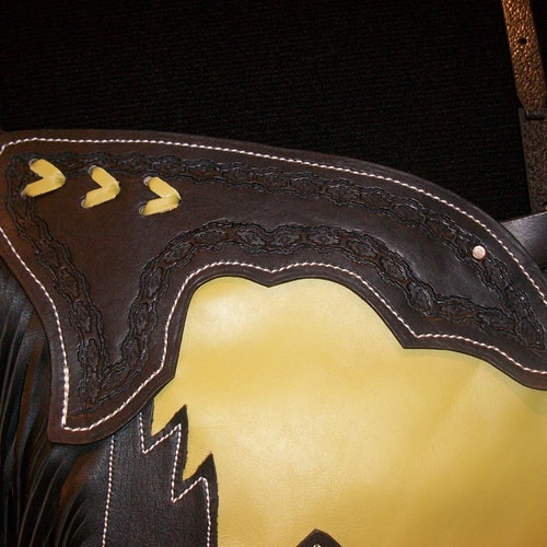 Custom Made Leather Chaps/ New/ Black/ Turquoise - Etsy