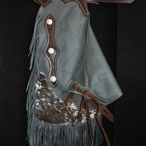 Custom Made Leather Chaps/ New/ Black/ Turquoise - Etsy