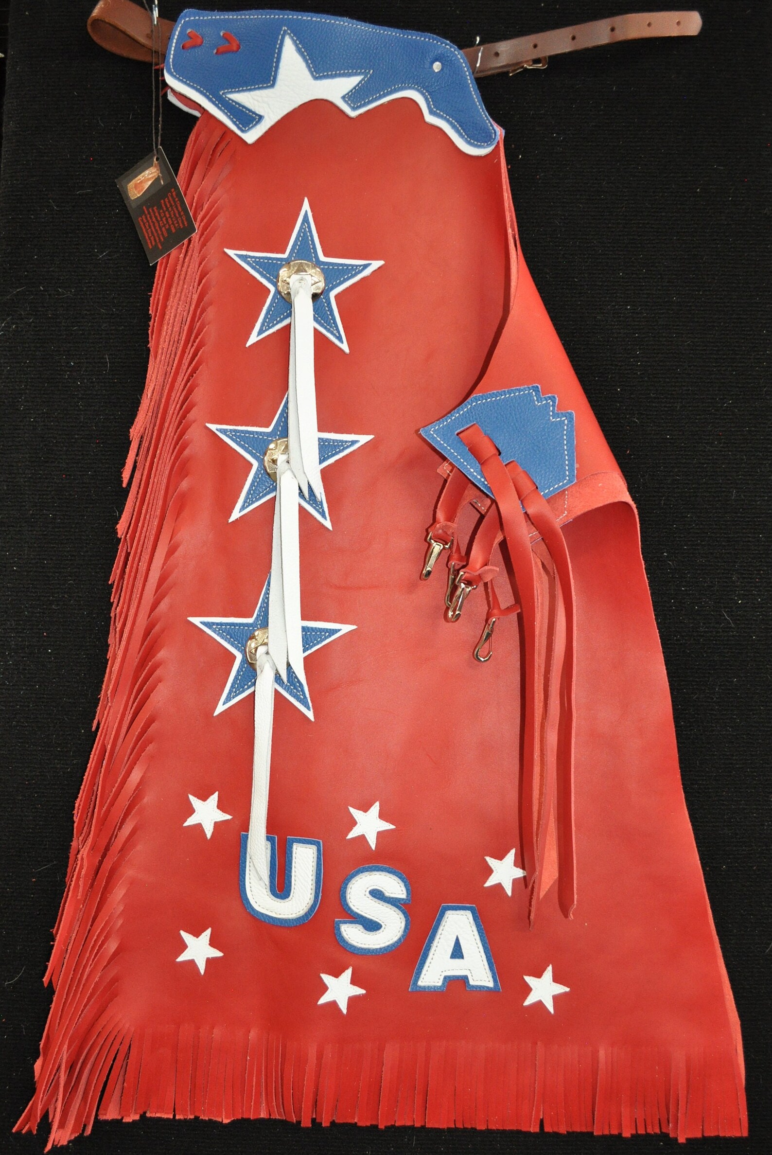 Custom Made Bronc Riders Chaps/ New/ Custom Leather/ Patriotic Rodeo ...