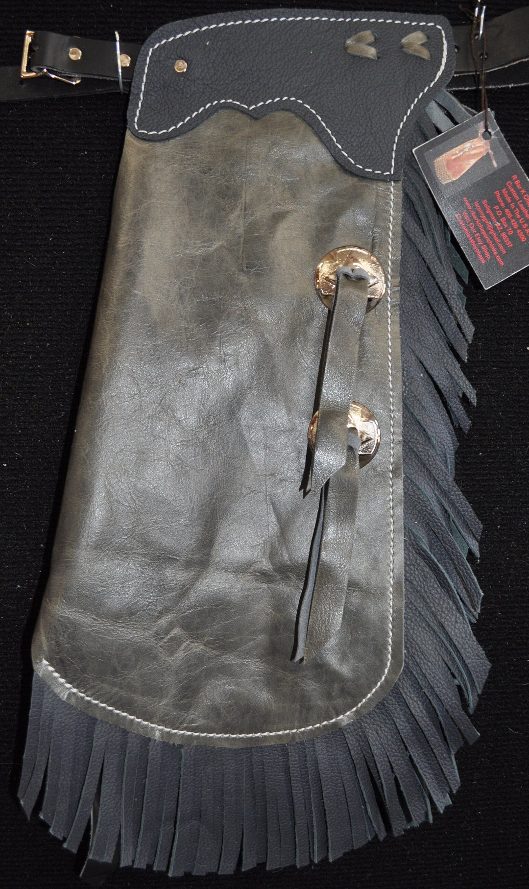 In Stock Now! Size 5/6/custom Made Leather Kids Chinks/distressed Grey ...