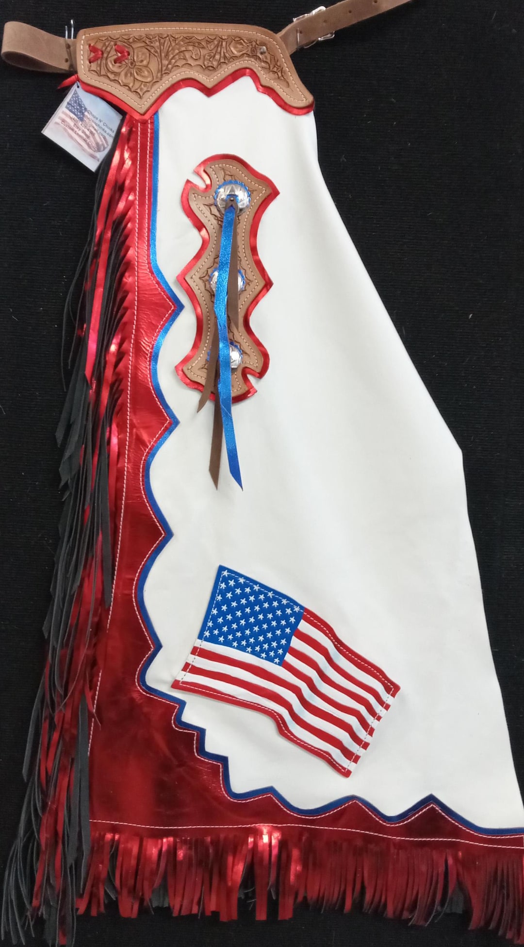 Custom Made Bull Rider Chaps/ New/ Custom Leather/ Patriotic Rodeo ...