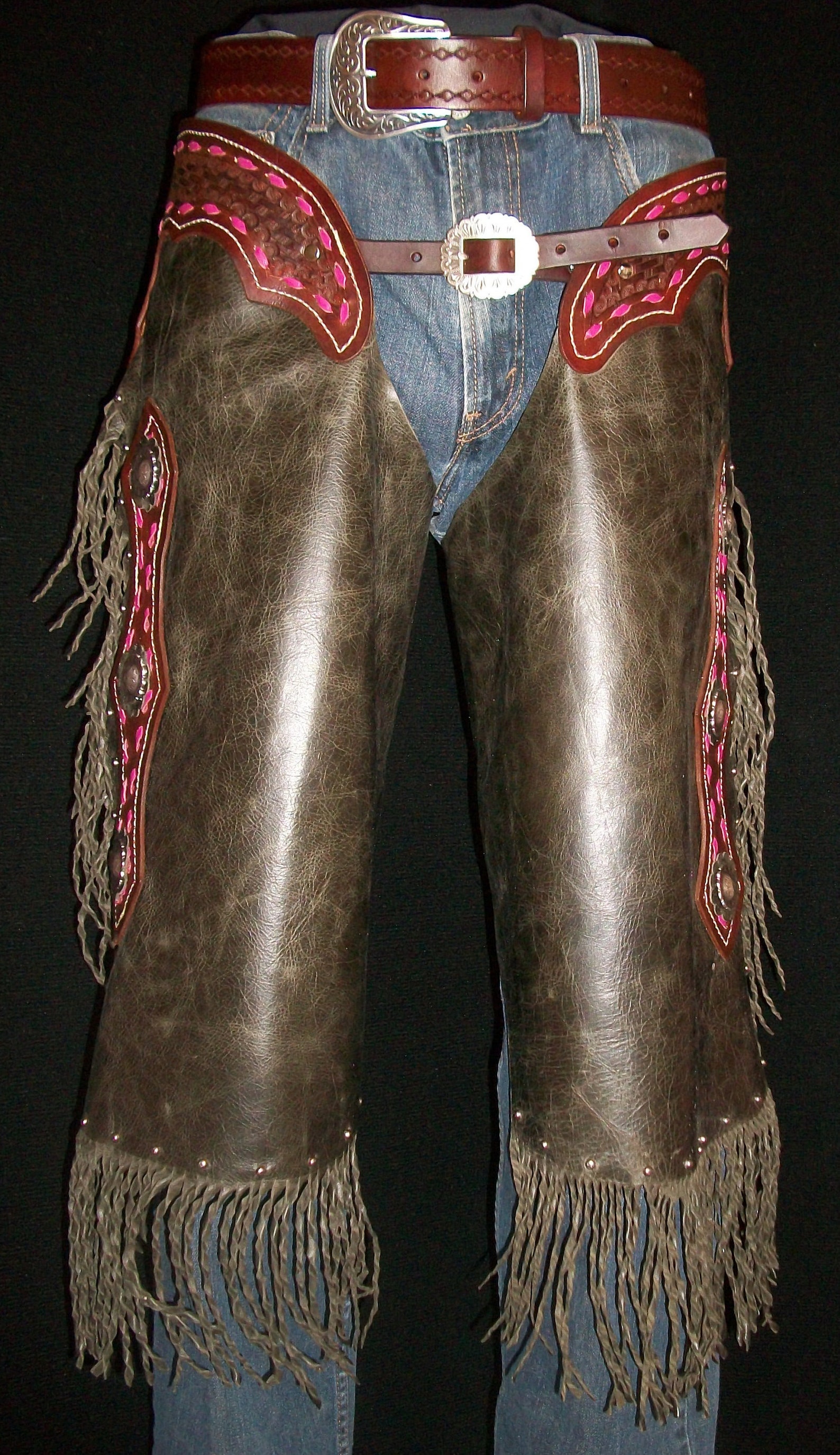 Custom Made Leather Chinks/new Chaps/distressed/ Buck - Etsy
