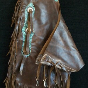 Custom Made Leather Chinks/new Chaps/distressed/ Turquoise/r Bar K - Etsy