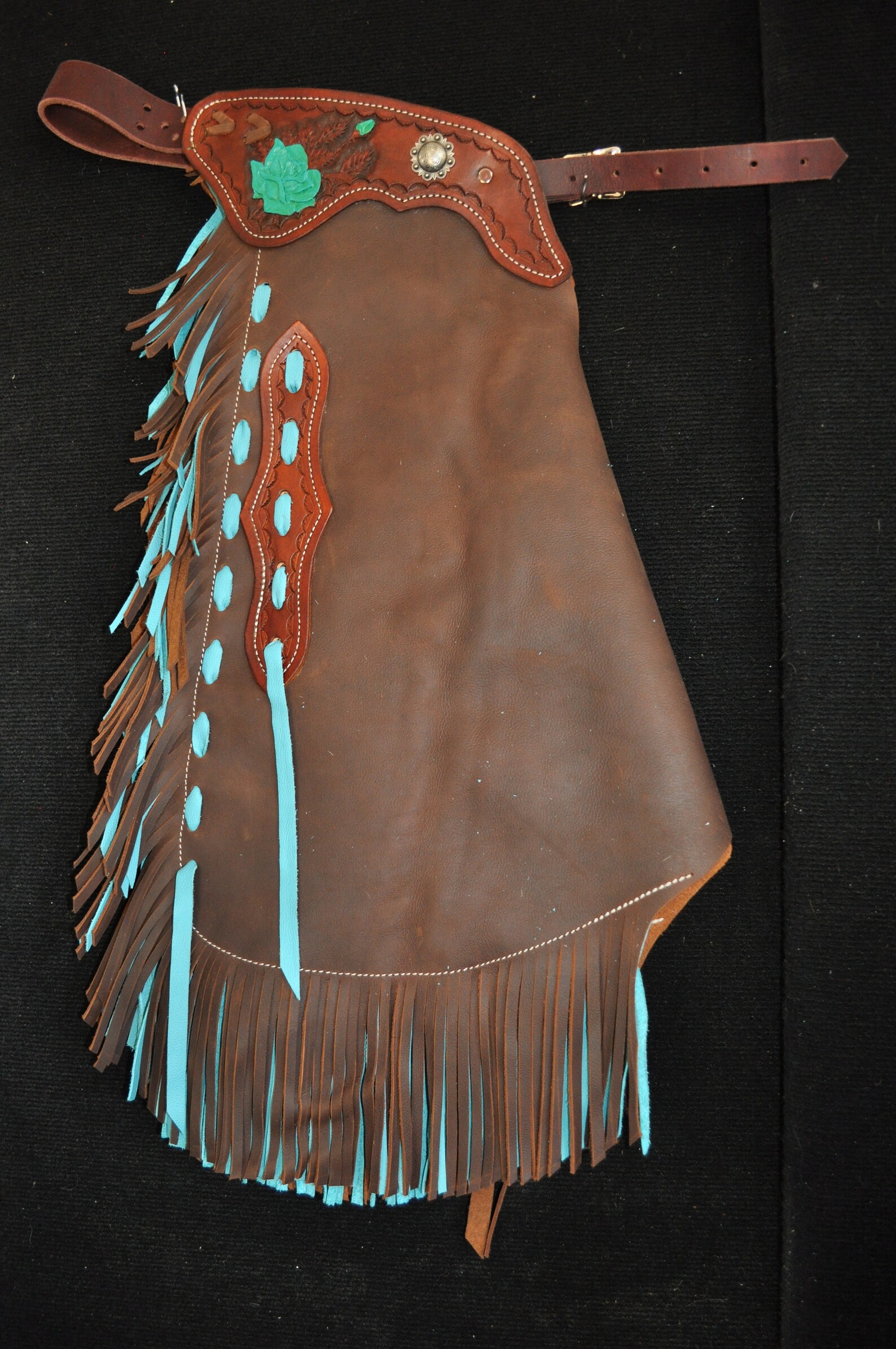 Custom Made Leather Chinks/New Chaps/ Turquoise/Floral/R Bar K | Etsy