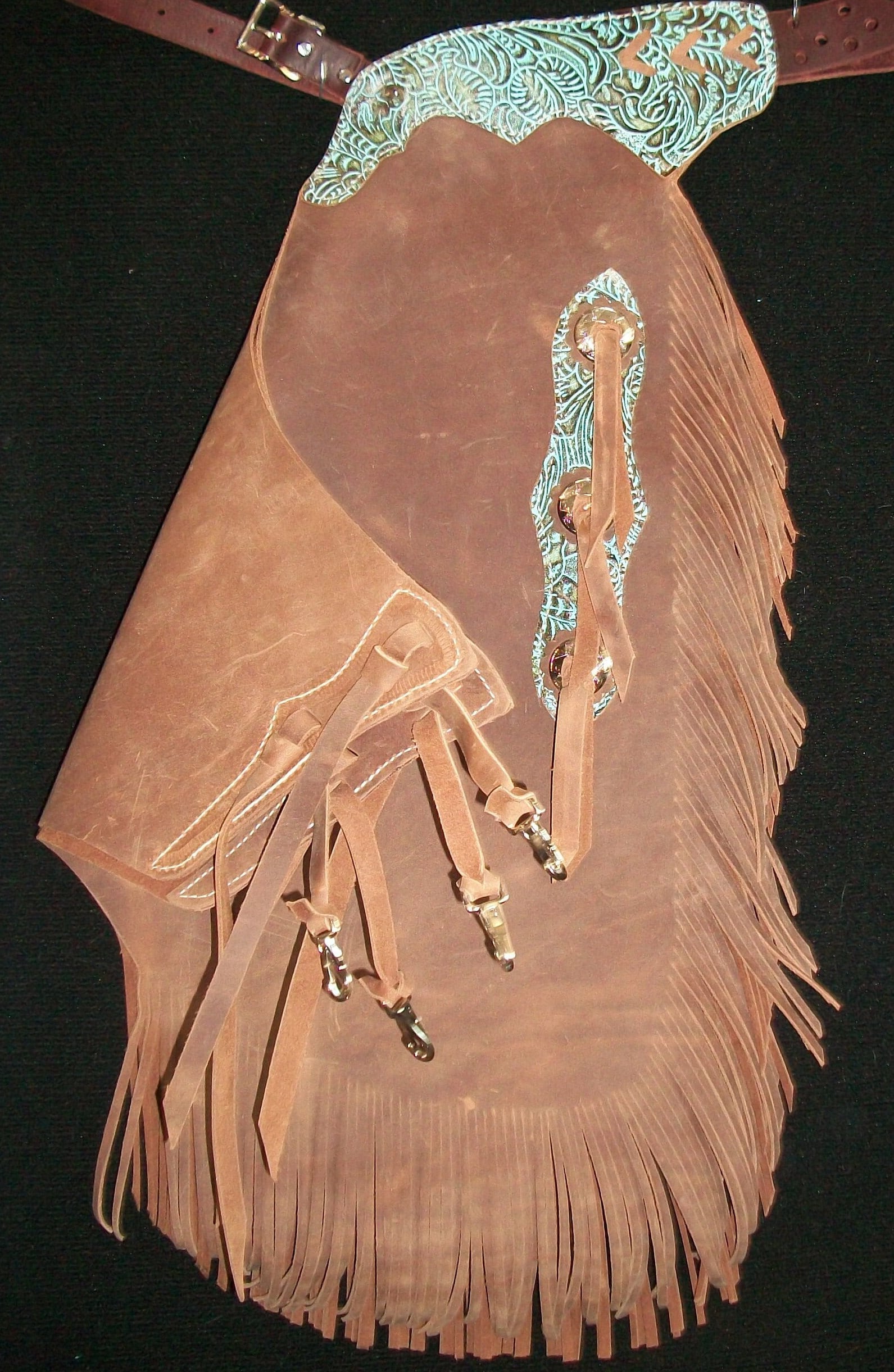Custom Made Leather Chinks/new Chaps/distressed/ Turquoise/r Bar K - Etsy