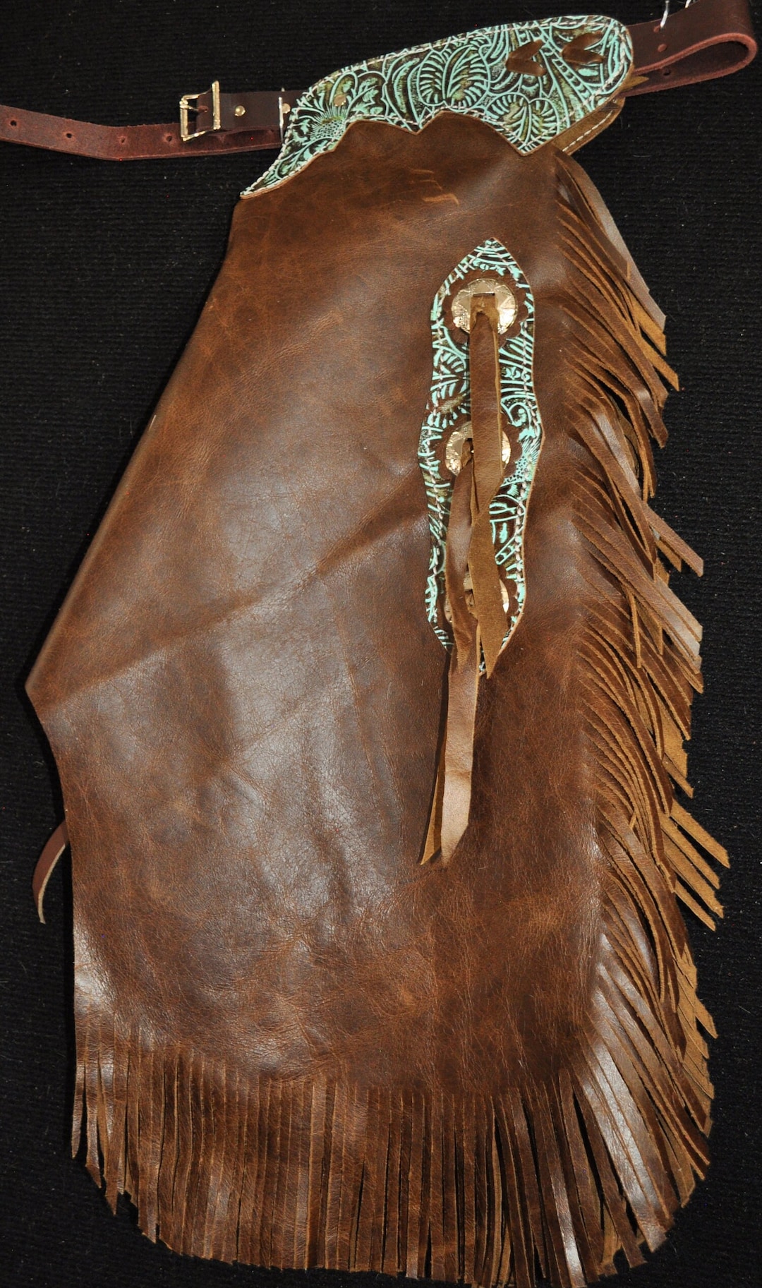 Custom Made Leather Kid's Chinks/toddler's/ Youth/new/ Turquoise/r Bar ...