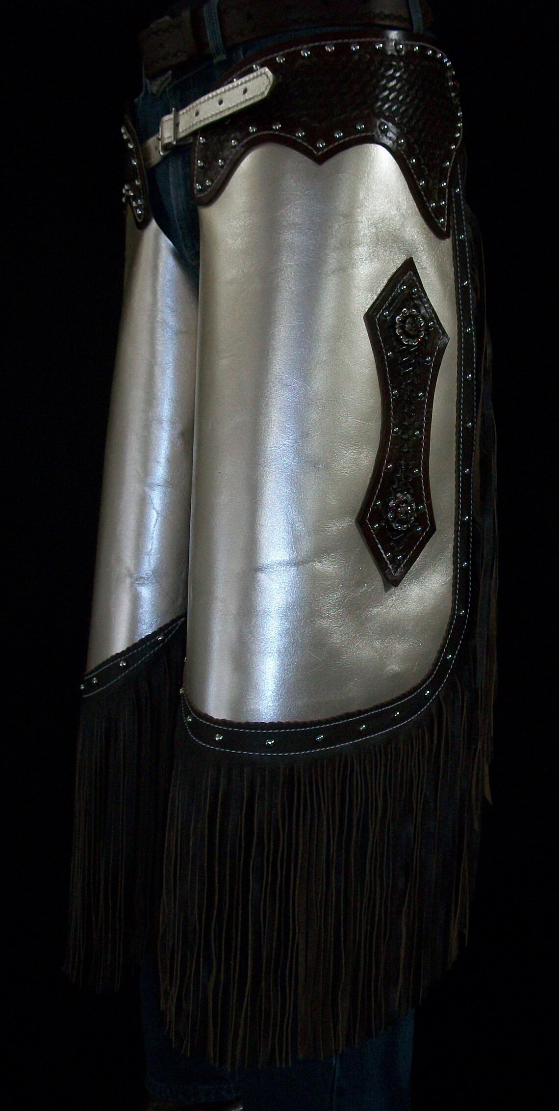 Custom Made Leather Show Chinks/metallic Pearl/r Bar K | Etsy