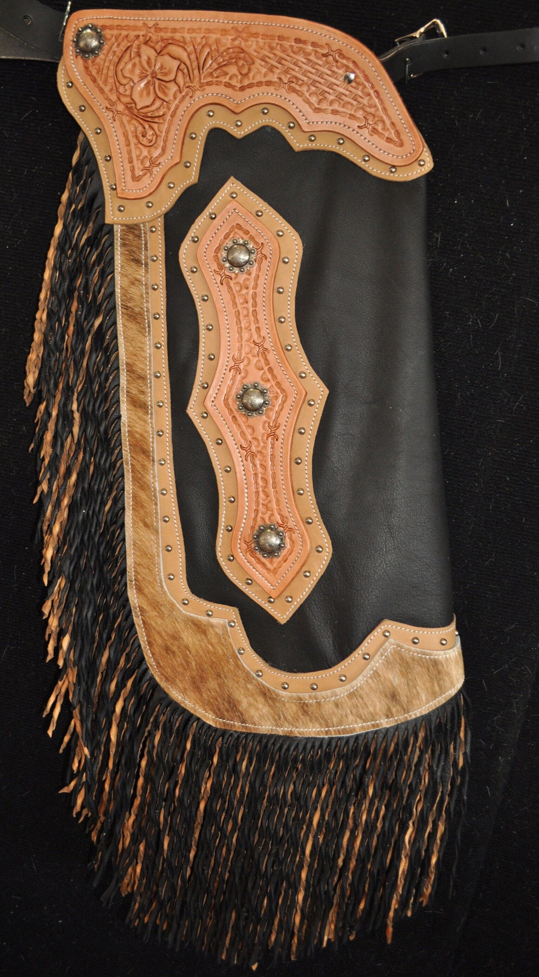 Custom Made Leather Chinks/new Chaps/ Floral Carved/r Bar K - Etsy