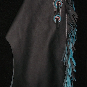Custom Made Leather Chaps/ New/ Black/ Turquoise Personalized/r Bar K ...