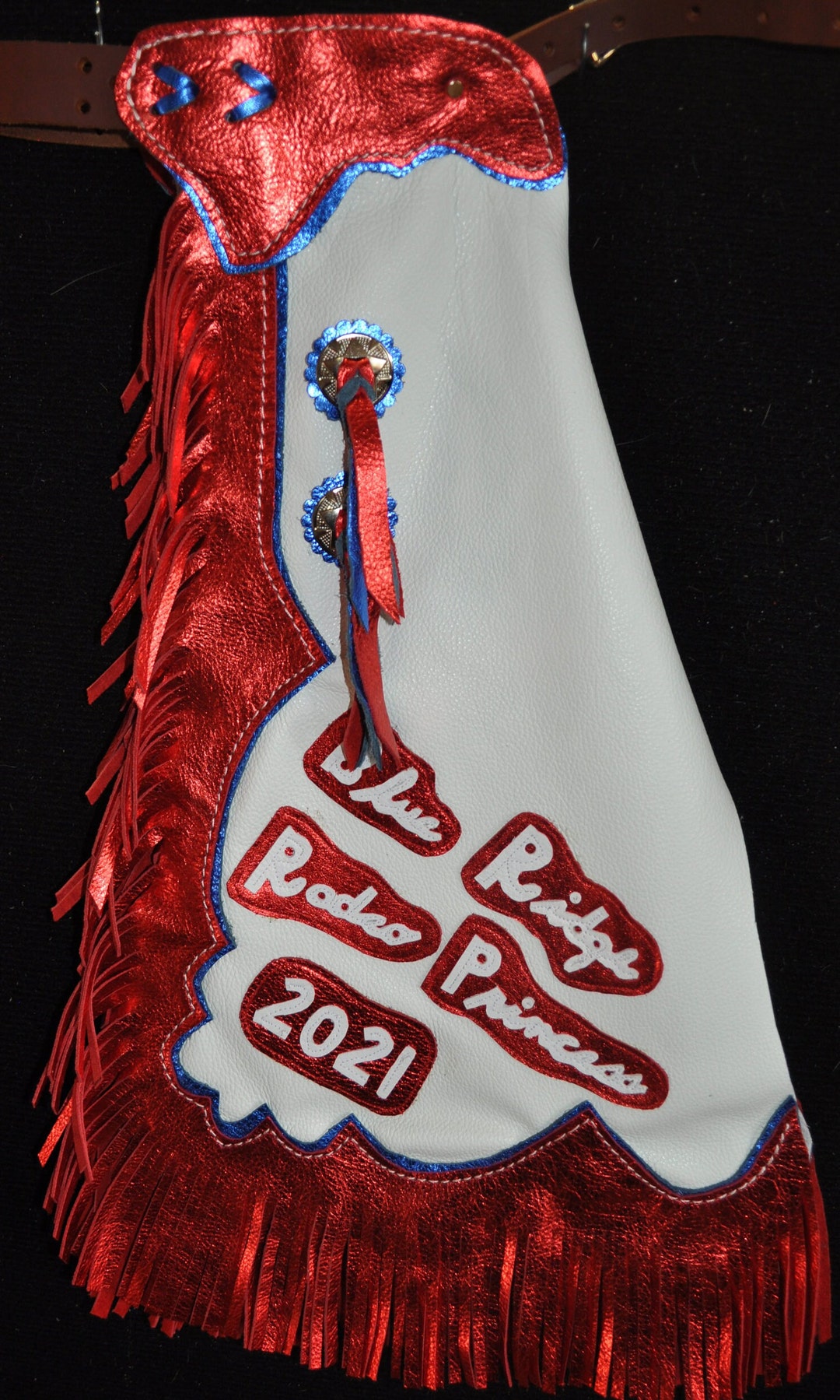 Custom Made Rodeo Royalty Chaps/ New/ Custom Leather/ Patriotic Rodeo ...