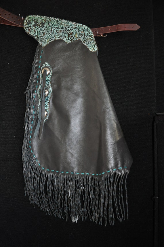 Custom Made Leather Chinks/new Chaps/distressed/ Turquoise/r - Etsy