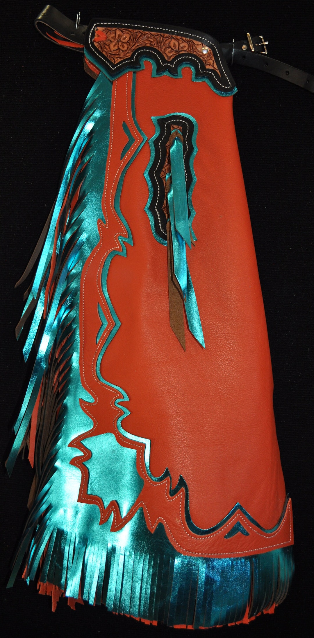 Custom Made Kid's Bronc/bull Riding Chaps/ New/ Custom Leather/ Bull ...