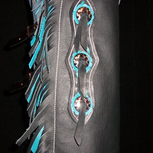 Custom Made Leather Chaps/ New/ Black/ Turquoise - Etsy