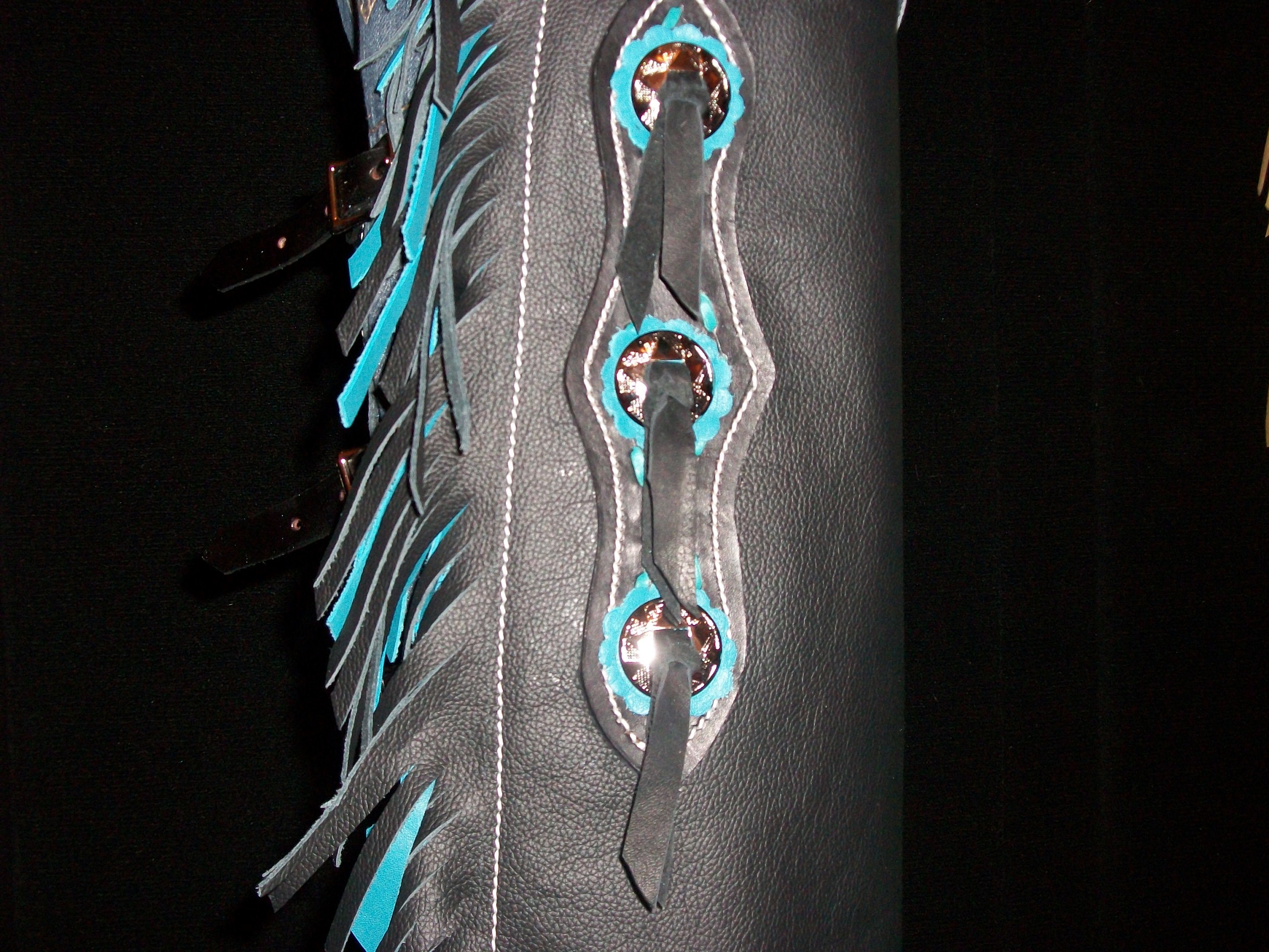 Custom Made Leather Chaps/ New/ Black/ Turquoise - Etsy