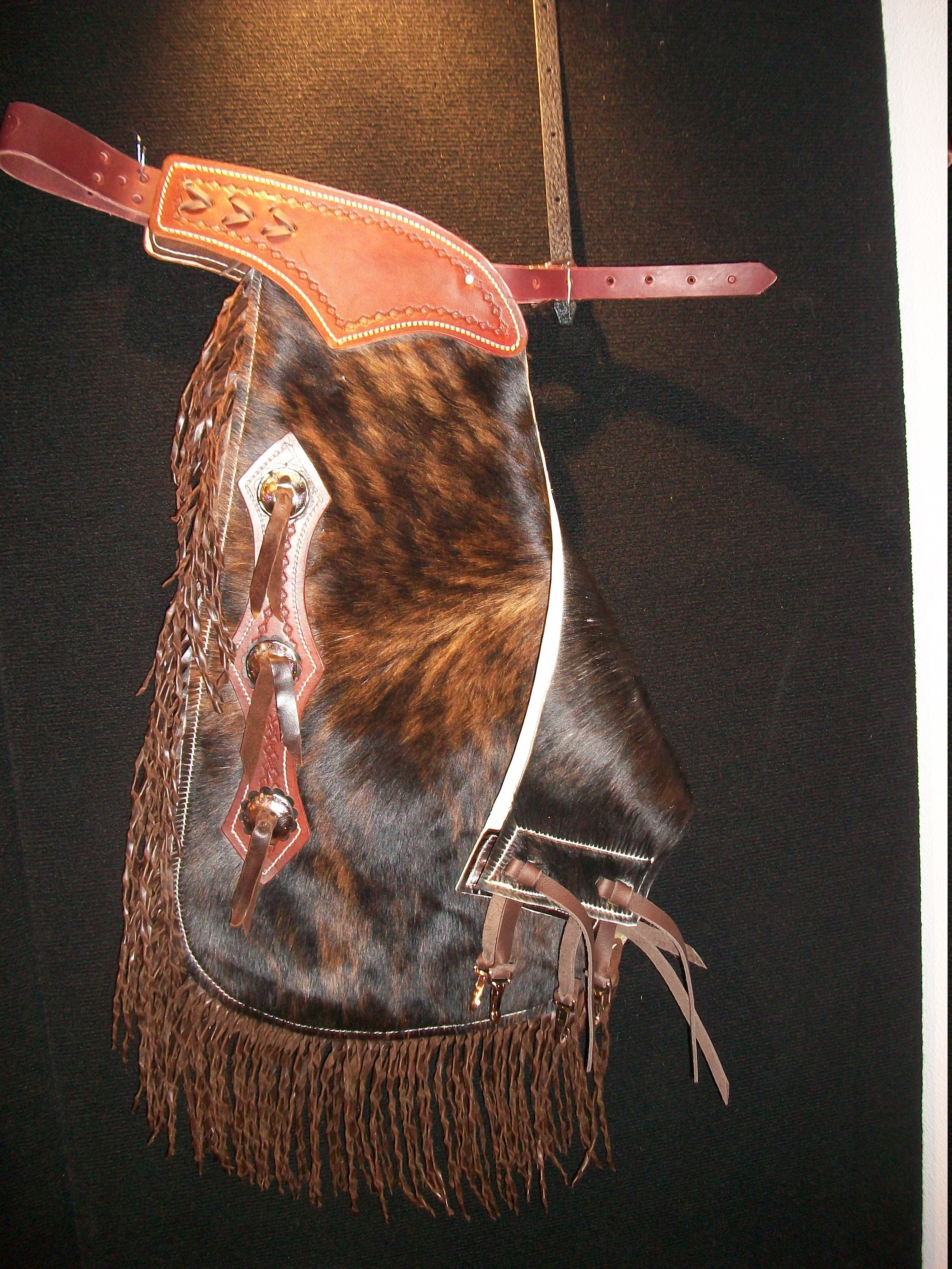 Custom Made Leather Chinks/New Chaps/ Brindle Hair On Hide/R | Etsy