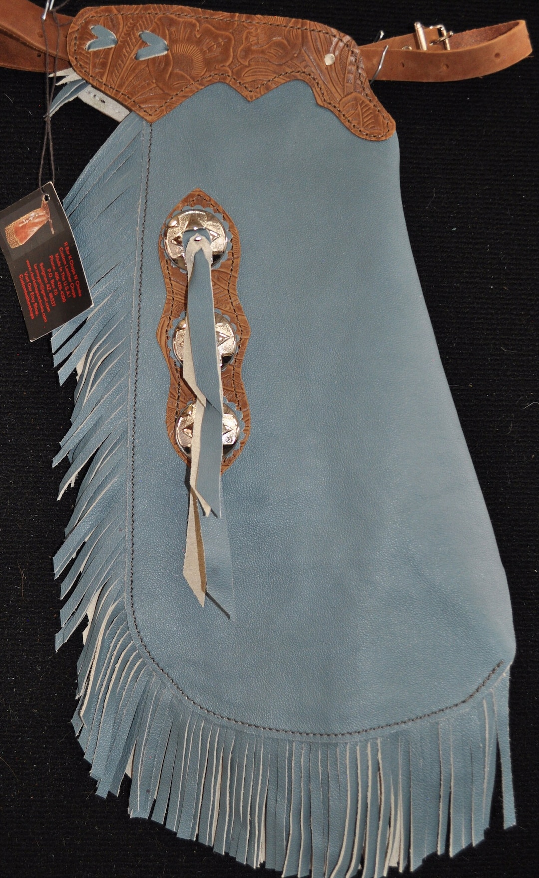 In Stock Now! Size 7/8/custom Made Leather Kids Chinks/ Blue Chinks/r ...