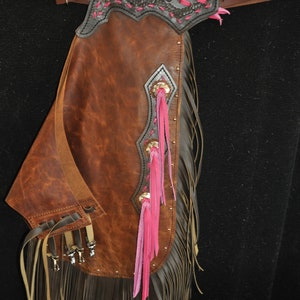 Custom Made Leather Chinks/new Chaps/ Pink Buck Stitched/studs/r Bar K ...