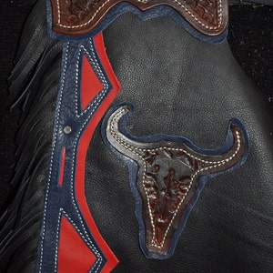 Custom Made Kid's Bronc/bull Riding Chaps/ New/ Custom Leather/ Rodeo ...
