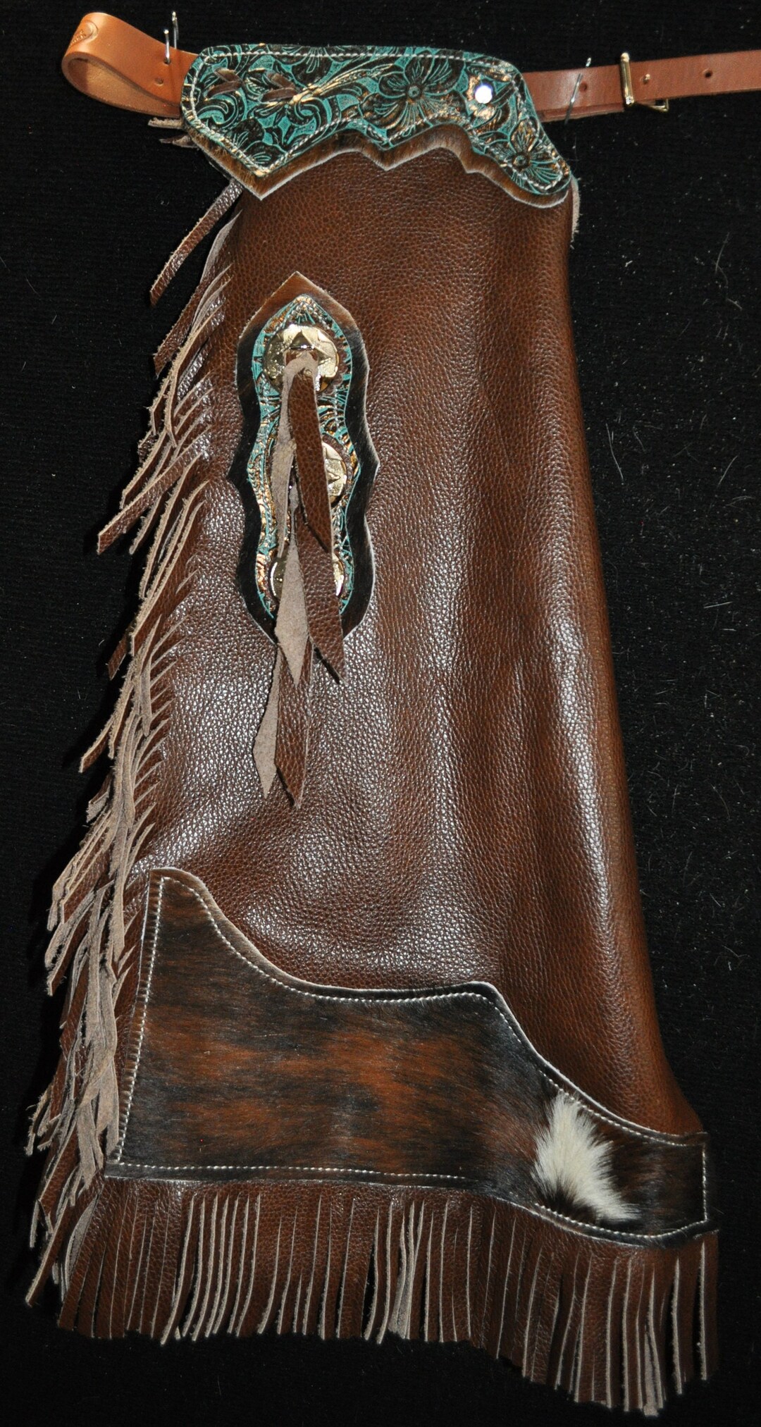 In Stock Now Size 7/8 /custom Made Leather Kids Chaps/turquoise Leather ...