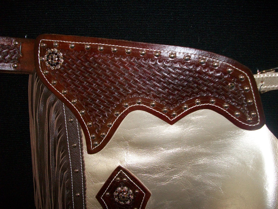 Custom Made Leather Show Chinks/metallic Pearl/r Bar K | Etsy