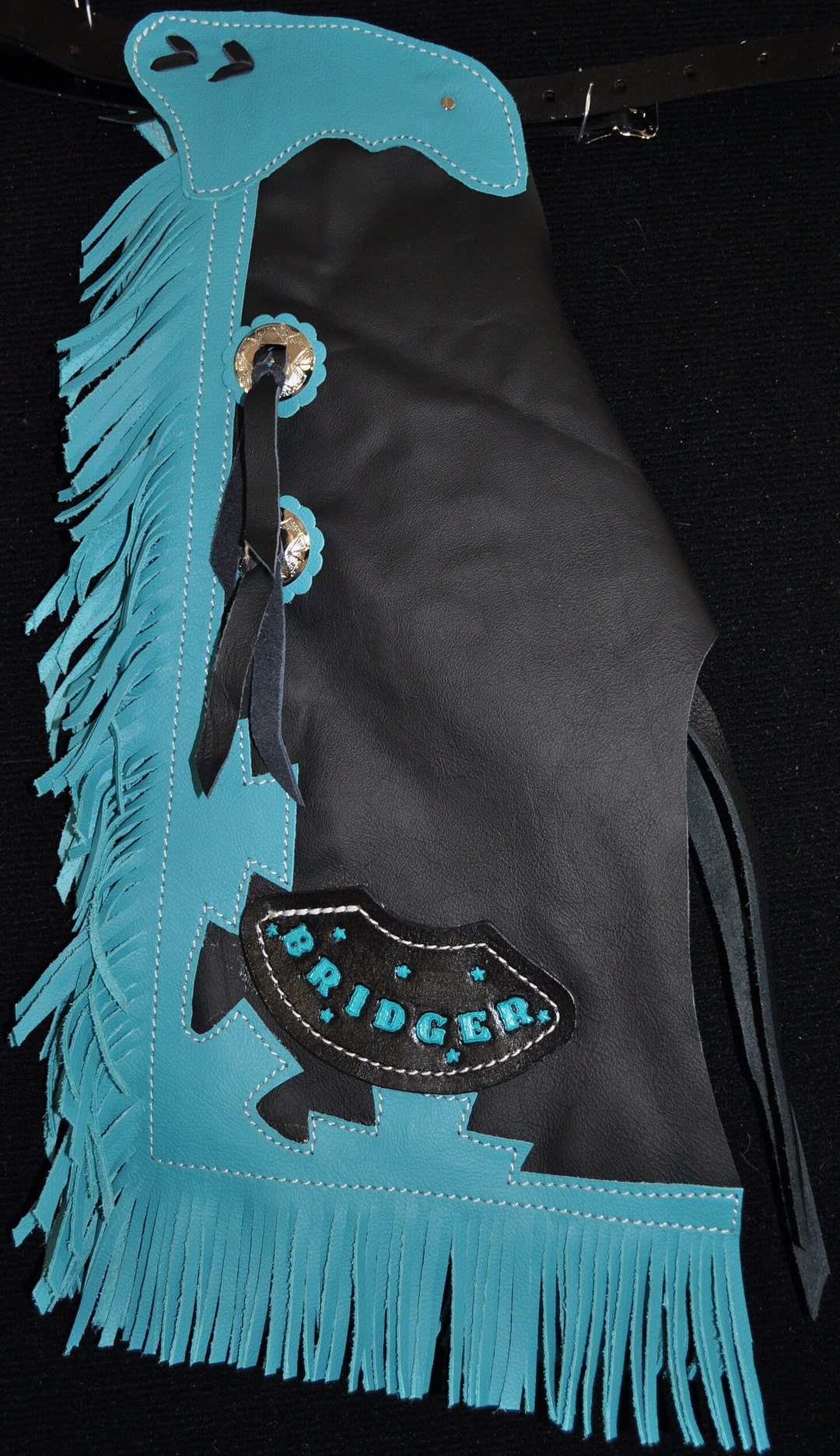 Custom Made Kid's Bronc/bull Riding Chaps/ New/ Custom Leather/ Rodeo ...