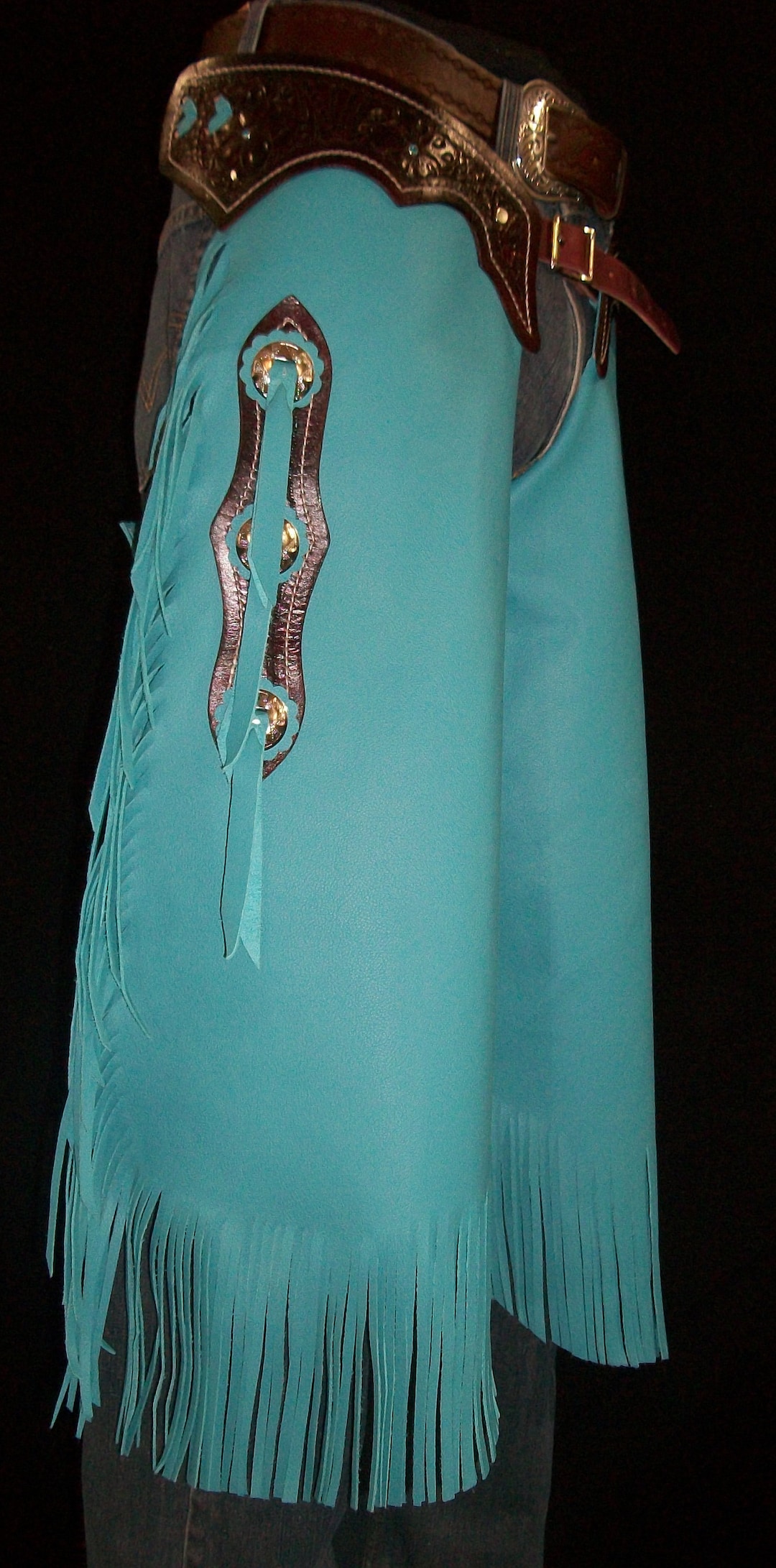 Custom Made Leather Chinks/new Chaps/ Turquoise/rhinestones/r Bar K - Etsy