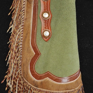 Custom Made Green Suede Leather Chinks/new Chaps/r Bar K - Etsy