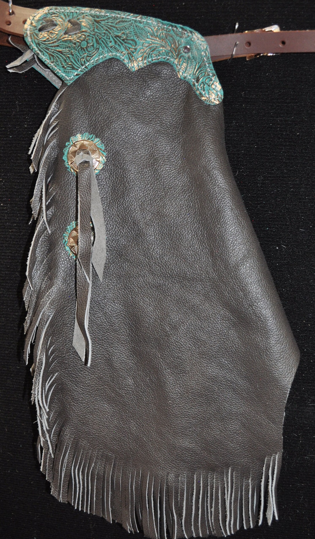 Custom Made Leather Kid's Chinks/toddler's/ Youth/new/ Turquoise/r Bar ...