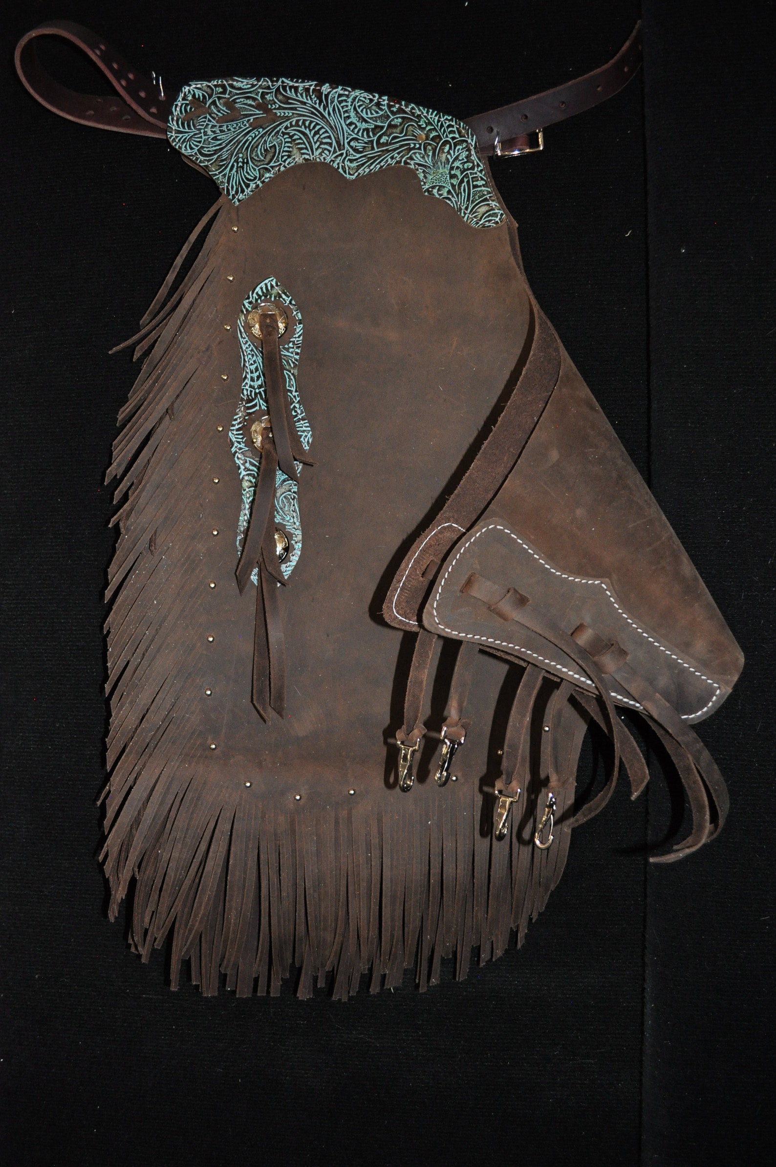 Custom Made Leather Chinks/new Chaps/distressed/ Turquoise/r | Etsy