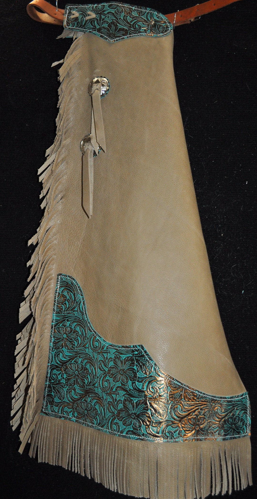 Custom Made Leather Kid's Rodeo Chaps /new/ Turquoise/r Bar K - Etsy