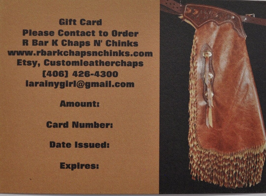 Custom Leather Chaps Gift Card - Etsy