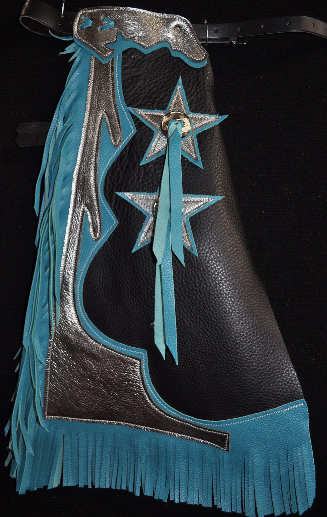 Custom Made Kid's Bronc/bull Riding Chaps/ New/ Custom Leather/ Rodeo ...