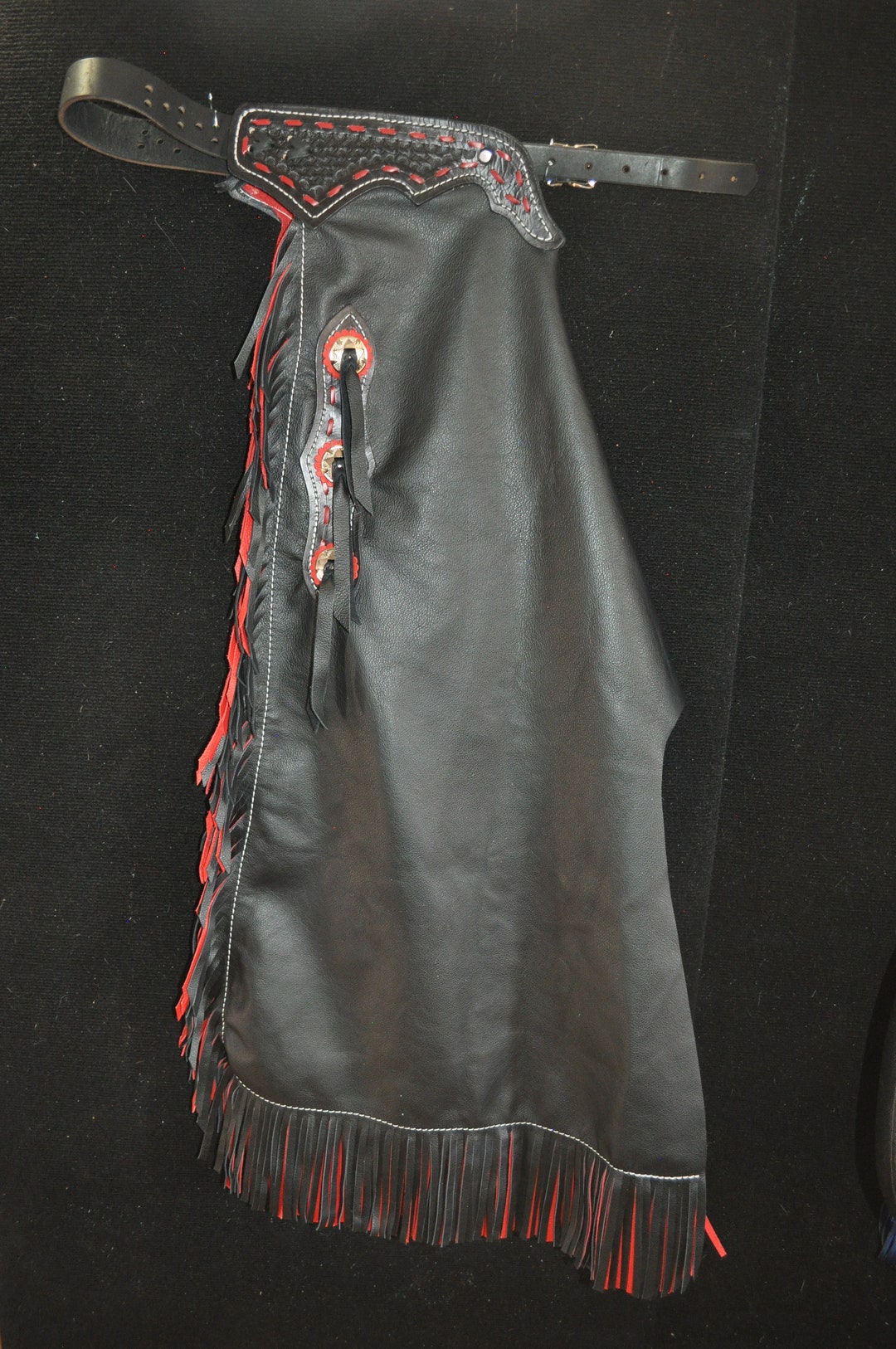 Custom Made Leather Chaps/ New/ Black/ Red/r Bar K - Etsy