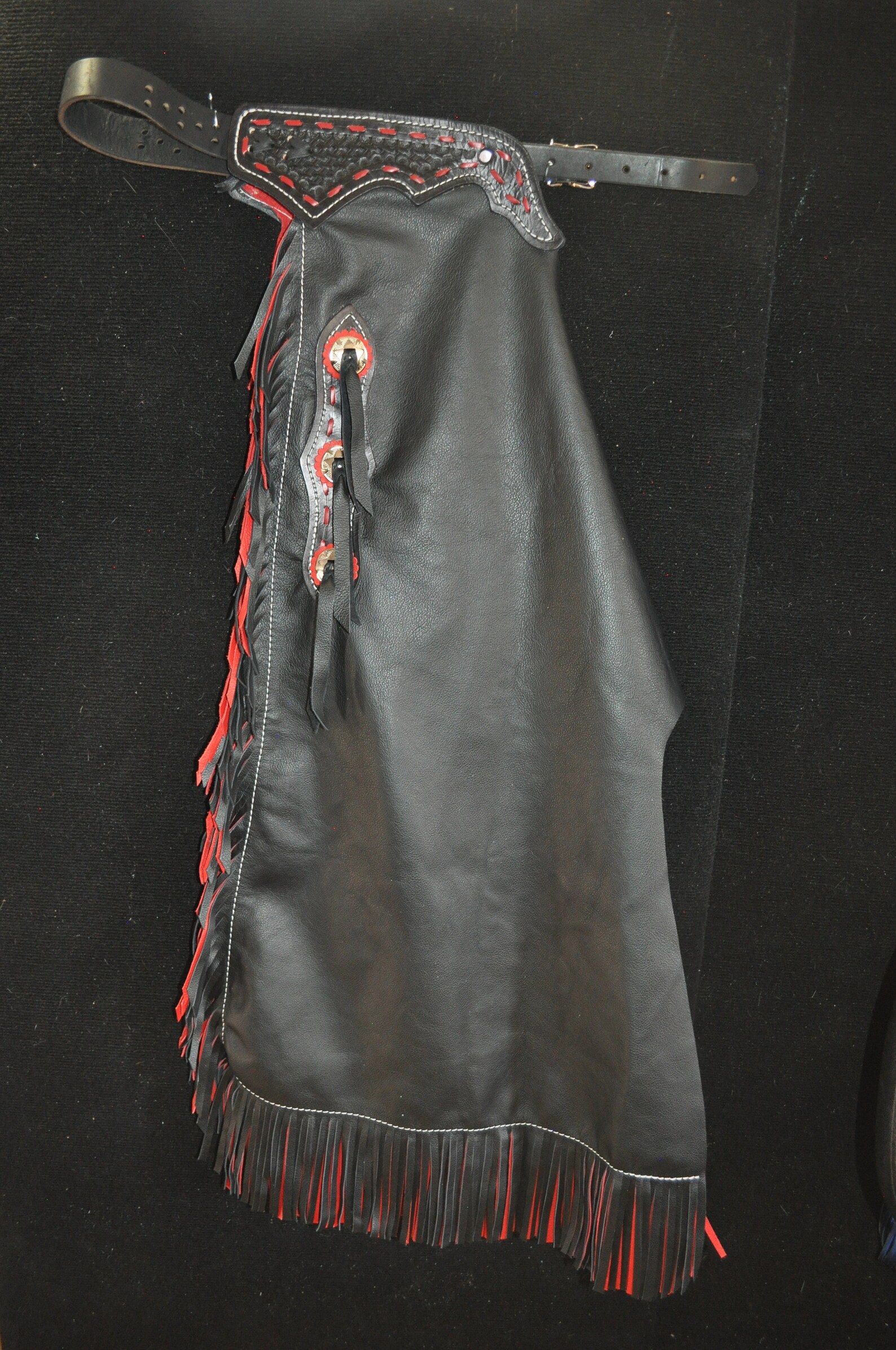 Custom Made Leather Chaps/ New/ Black/ Red/r Bar K - Etsy