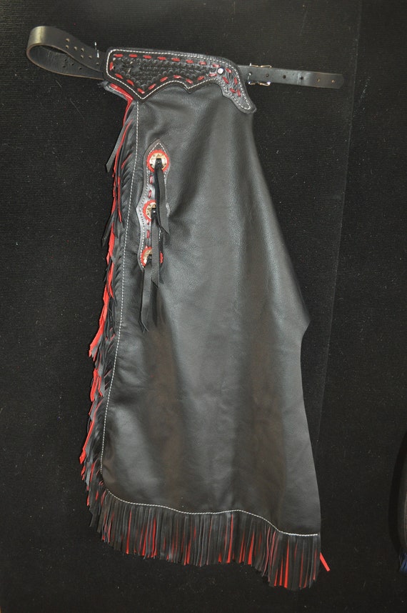 Custom Made Leather Chaps/ New/ Black/ Red/r Bar K - Etsy