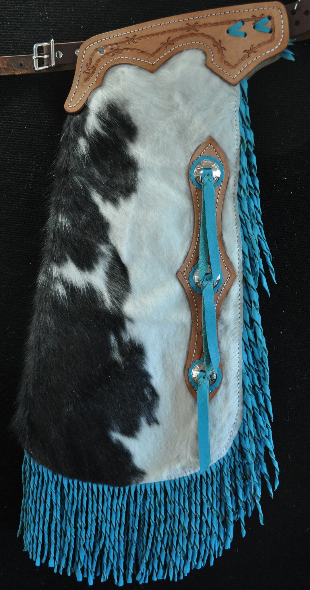 Custom Made Leather Chinks/new Chaps/ Hair on Cowhide/turquoise/r Bar K ...