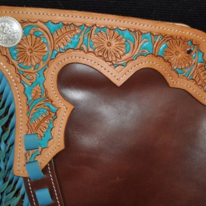 Custom Made Leather Shotgun Chaps/turquoise/new/r Bar K - Etsy