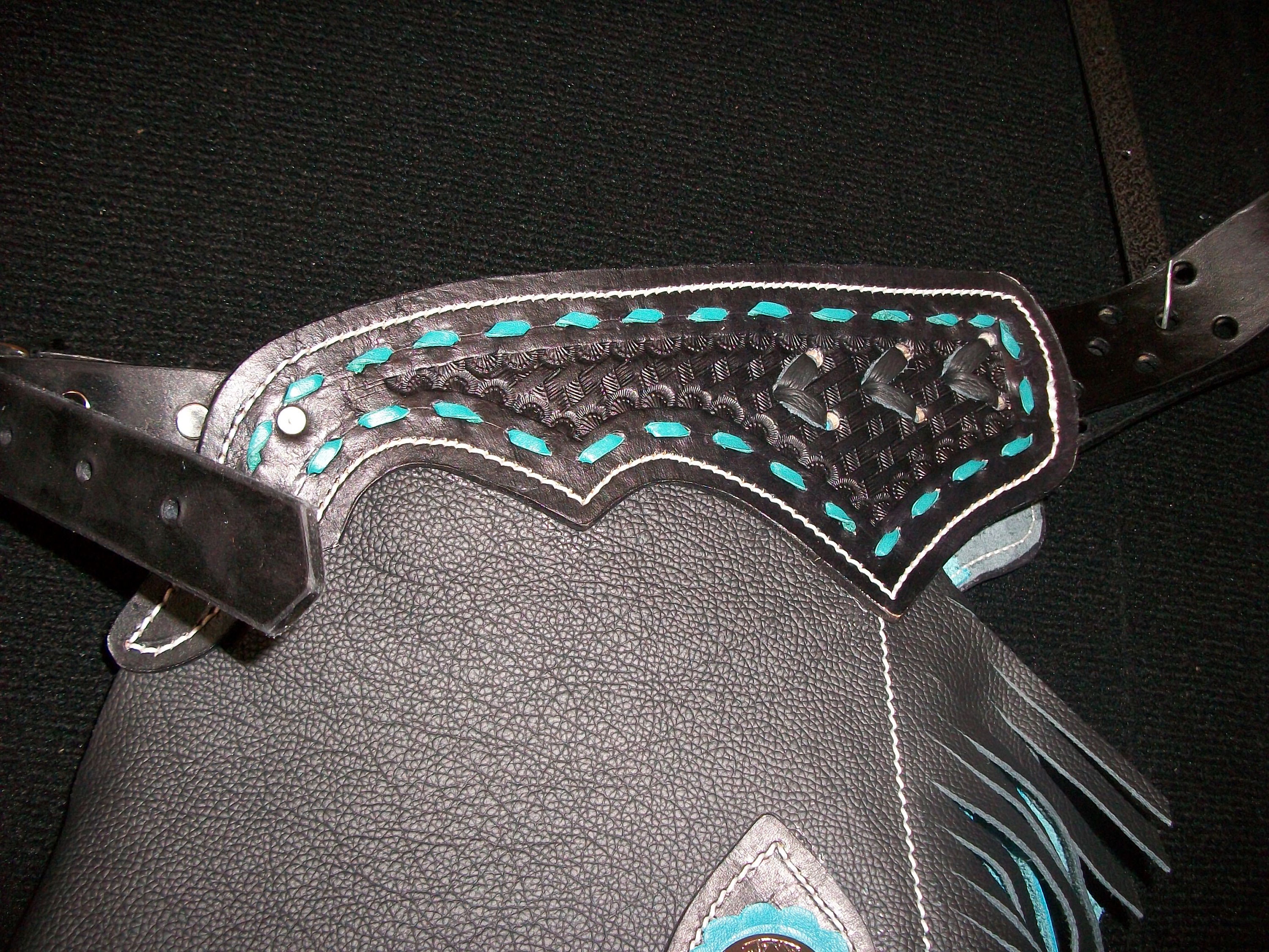 Custom Made Leather Chaps/ New/ Black/ Turquoise - Etsy