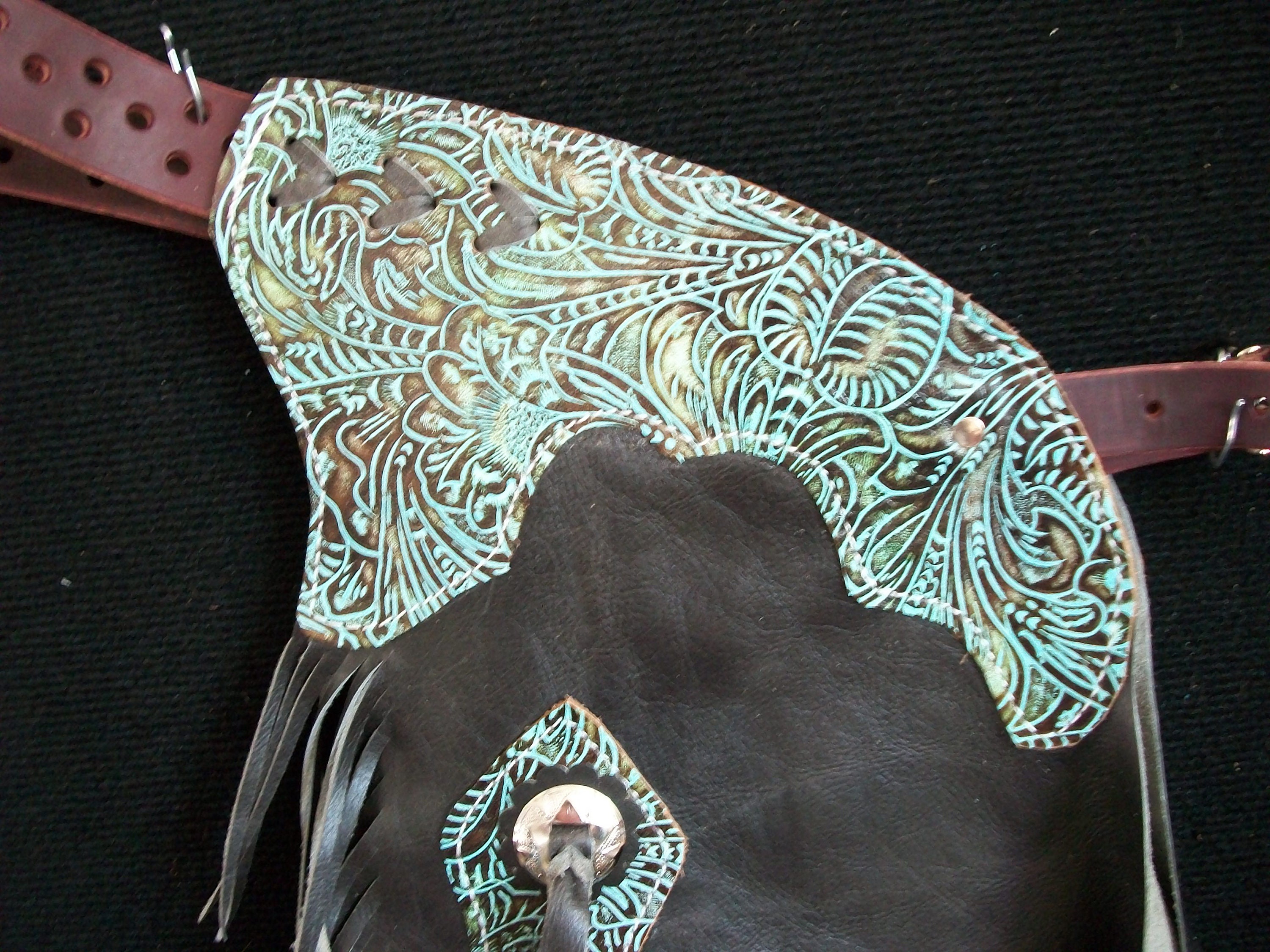 Custom Made Leather Chinks/new Chaps/distressed/ Turquoise/r - Etsy