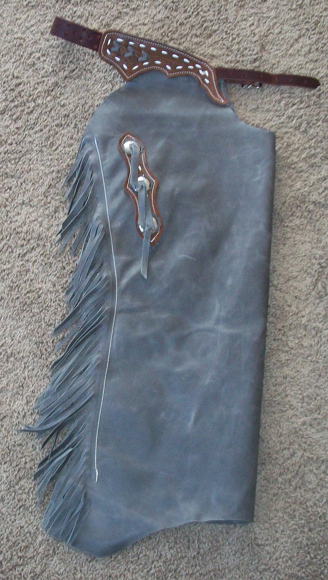 Custom Made Leather Shotgun Chaps/ Distressed/ New/r Bar K - Etsy