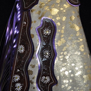 Custom Made Rodeo Royalty Chaps/ New/ Custom Leather/ Gold Acid Wash ...