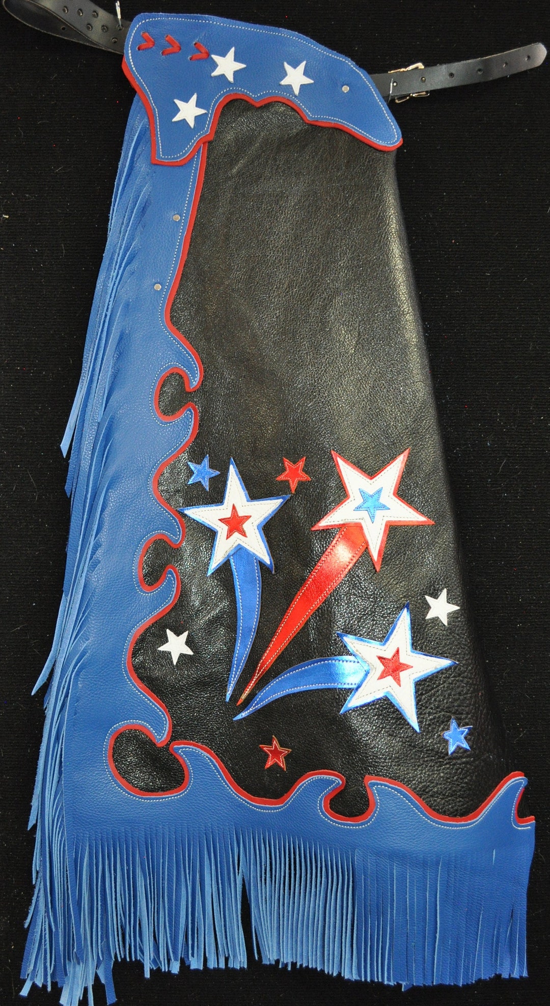 Custom Made Patriotic Chaps/ New/ Custom Leather/ Rodeo Chaps/r Bar K ...